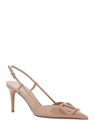 Valentino Garavani VLogo Patent Leather Pump - Beige