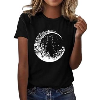 Generic T-shirt graphique &agrave; manches courtes pour femme avec imprim&eacute; coeur pour la Saint-Valentin 2026, Noir, XXL