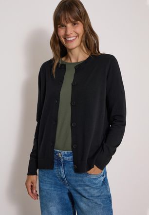 Cecil Cardigan CECIL, Damen, Gr. XXL (46), schwarz, Web, 60% Baumwolle, 40% Viskose, unifarben, comfort fit normal, Rundhals, Rippb&uuml;ndchen, Strickjacken, mi