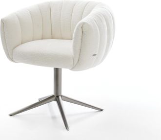 DELIFE Drehstuhl Jada-Flex Boucl&eacute; Soft Beige Fu&szlig;kreuz Graphit 360&deg; drehbar Wippfunktion Taschenfederkern, Esszimmerst&uuml;hle