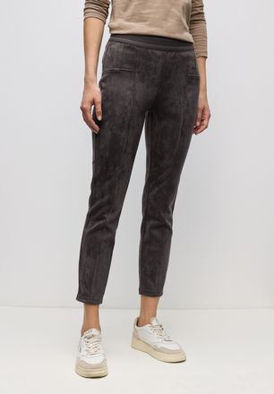 Street One Stoffhose STREET ONE, Damen, Gr. 42, Länge 28, schwarzest braun, Stoff, 90% Polyester, 10% Elasthan, unifarben, comfort fit normal, Hosen Stoffhose, a