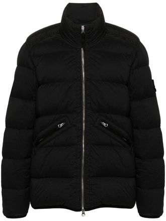 Stone Island Gesteppte Jacke mit Kompass-Patch - Schwarz