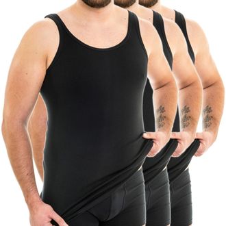 Hermko 3007 3er Pack extralanges Herren Unterhemd (+10 cm) Tank Top aus 100% Bio-Baumwolle, Größe:D 13 = EU 7XL, Farbe:schwarz