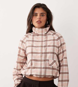 the frolic veste de surv&ecirc;tement &agrave; col chemin&eacute;e exclusive &agrave; carreaux beige-Multi