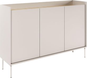 Selsey Kommode 140 cm Moderne Taupe/Lindberg-Eiche Sideboard - Matte Oberfl&auml;che, 3 T&uuml;ren, Viel Stauraum Robuste Spanplatte mit ABS-Kanten Schlafzimmer/Flur H