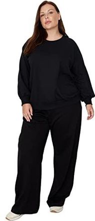 Trendyol Pantalon de surv&ecirc;tement &eacute;lastique Grande Taille, Noir, XL Plus Femme
