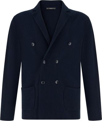 Boggi Milano double-breasted knitted jacket - Blau
