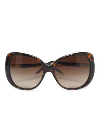 Bulgari lunettes de soleil carr&eacute;es orn&eacute;es de cristaux - Marron