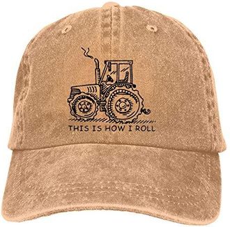 XCNGG Voici Comment Je Roule Un Fermier drôle ou Un Tracteur agricole Denim Jeanet Casquette de Baseball Casquette de Camionneur réglable