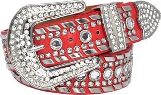 Generic Ceinture Elastique - Ceinture pour femme en cuir brillant &agrave; la mode avec boucle argent&eacute;e &eacute;l&eacute;gante pour jeans et pantalons d&eacute;contract&eacute;s