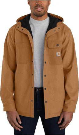 Carhartt Work in Progress Mens Big & Tall Rain Defender Relaxed Fit Heavyweight Hooded Shirt Jacket, Oiled Walnut Heather, 3X-Large