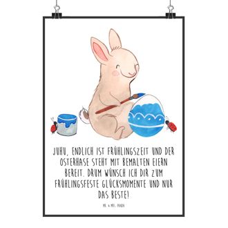 Mr. & Mrs. Panda Bild Hase Marienk&auml;fer DIN A4 - Geschenk, Picknicken, Kunstdruck, Ostergr&uuml;&szlig;e, wanddeko, Ostereier, Poster, Deko, Ostern, drucke, Fr&uuml;hling, Osterhase