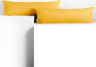 Decoking 2 Kissenbezüge 20x145 cm Jersey 100% gekämmte Baumwolle Reißverschluss gelb Amber