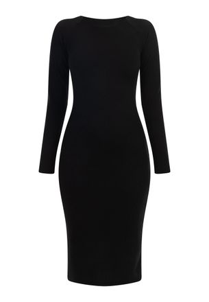 Nolie Damen Langarmkleid midi 11127260-NO01, SCHWARZ, M/L