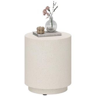 HOMCOM Beistelltisch Rund Nachttisch mit Beton-Optik, Couchtisch mit Fu&szlig;st&uuml;tzen Wohnzimmertisch Sofatisch Kaffeetisch f&uuml;r Wohnzimmer Schlafzimmer &Oslash;37 x 43 cm
