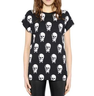 Saint Laurent Black & White Skull Print T-Shirt Size XS