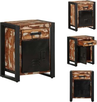 vidaXL Table de chevet multicolore 40x30x50 cm bois de récupération - Table De Chevet - Tables De Chevet - Armoire De Chevet - Table De Nuit