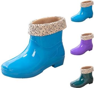 Generic Bottes de pluie courtes imperm&eacute;ables pour femme avec doublure en peluche - Chaussures de jardin antid&eacute;rapantes - Bottes de pluie l&eacute;g&egrave;res en caoutchouc