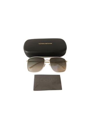 Victoria Beckham Cream and Gold Square Sunglasses Size L