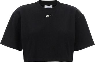 Off-white Femme, Tops, Noir, Taille: 38 FR T-shirt court c&ocirc;tel&eacute; Off Stamp