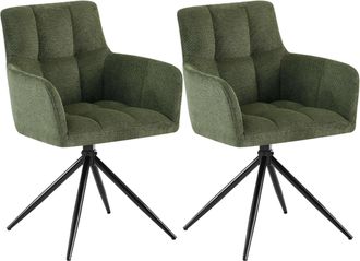 Clp Esszimmerst&uuml;hle 2er Set, Sessel Jonah drehbar mit Armlehnen, modern Drehstuhl mit Stoff f&uuml;r Wohnzimmer 150 kg belastbar, Farbe:gr&uuml;n