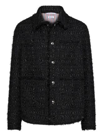 Thom Browne veste en tweed &agrave; d&eacute;tail de ruban - Noir