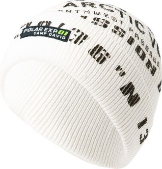 Camp David Herren Rippstrickmütze mit Logo Print und Patch Ivory, None