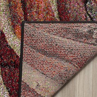 Safavieh Zeitgen&ouml;ssische Teppich f&uuml;r Wohnzimmer, Esszimmer, Schlafzimmer - Glacier Collection, Kurzer Flor, Rot und Multi, 122 X 183 cm