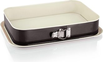 Grizzly Springform, eckige Backform 35x24 cm, Schwarz-Creme, mit Auslaufschutz, Antihaftbeschichtet, große, hohe rechteckige Kuchenform
