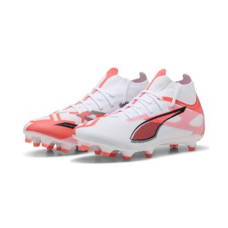 Puma Ultra 5 Match+ FG/AG WNs, Weiblich Fussballschuh, PUMA White-PUMA Black-Glowing RED