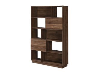 Vente-Unique B&uuml;cherregal mit 2 T&uuml;ren & 8 F&auml;chern - Holzfarben dunkel - CEVANIA