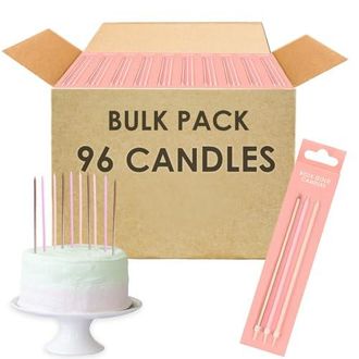 Talking Tables Table Fun 96 x St&uuml;ck Geburtstagskerzen in Ros&eacute;gold, Rosa und Lila, mit Halter, 18 cm lang und hoch, Kuchendekoration f&uuml;r Geburtstag, Hochzeit, Jahrest