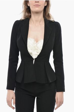 Elisabetta Franchi Slim-Fit Blazer with Peak Lapel size 38