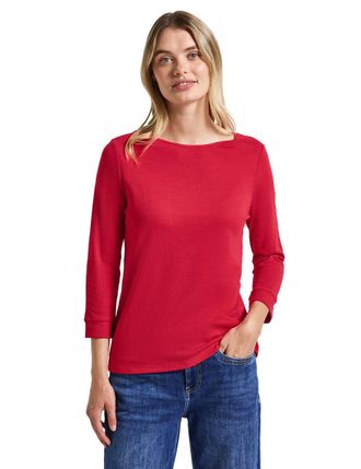 Street One Damen 3227440 Shirt mit U-Boot-Ausschnitt, Racing red, 38