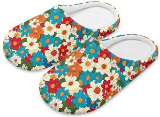 Coloranimal Pantoufles de spa pour femme - Pour chambre dh&ocirc;tes, maison - Bout ferm&eacute; - R&eacute;utilisable - Sandales dh&ocirc;tel, Boho Flower, 35.5/36.5 EU