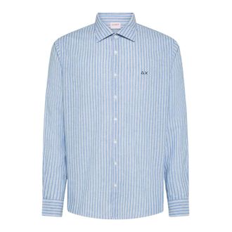 Sun 68 Homme, Chemises, Bleu, Taille: M Long Sleeve Linen Shirt