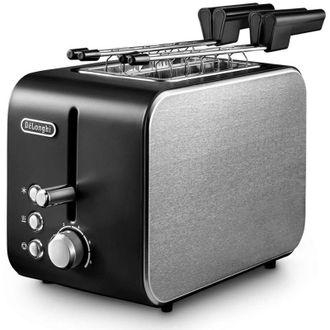 DeLonghi DeLonghi CTX 2203.BK Toaster 2 Scheibe(n) Schwarz, Silber 550 W
