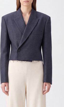 Maison Margiela Cropped Zweireiher-Wollblazer mit gepolsterten Schultern