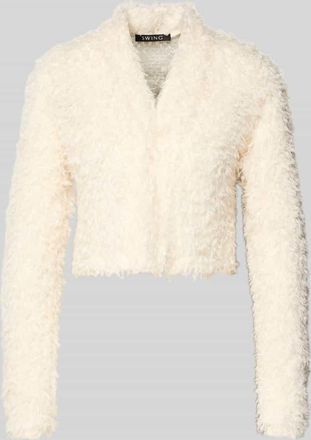Swing Cropped Jacke aus Effektgarn mit V-Ausschnitt