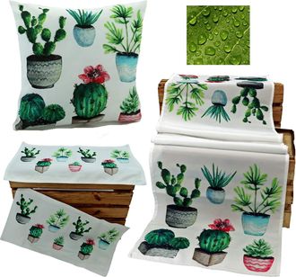 Heimtexland Outdoor Kissen Lotus Effekt Garten Deko Tropical Summer Wasserabweisend Kakteen Kissenhülle 40x40 Typ640