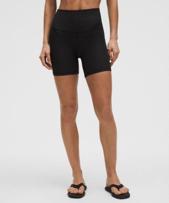 lululemon Align Shorts mit hohem Bund f&uuml;r Frauen - 15 cm - Gr&ouml;&szlig;e 14 in Leopard Daisy Emboss Black
