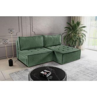 KAISER Bohoo Mini modernes Ecksofa mit Schlaffunktion Hellgrün Rechts