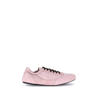 Prada Ikonoische Logo-Sneakers mit Wildlederdetails - - Shoes - Damen - Rosa - 39 EU