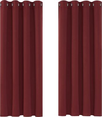 Deconovo Vorhänge Verdunkelungsvorhang Gardine Wohnzimmer Thermogardine Kälteschutz Ösen Gardinen, 138x117 cm(HöhexBreite), Rot, 2er Set