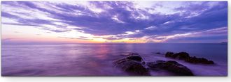 Paul Sinus Art Leinwandbilder | Bilder Leinwand 120x40cm violette Meerlandschaft mit Felsen