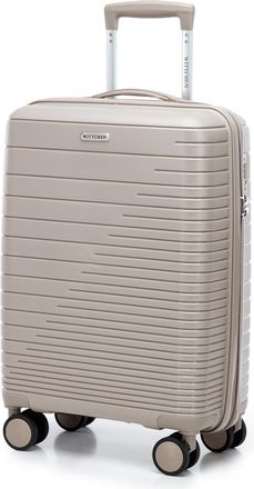 Wittchen FUERTA Line Kleiner Reisekoffer Bordgepäck Kabinenkoffer Handgepäck Gepäck aus Polypropylen mit glänzenden Riemen 4 Doppel Lenkrollen Aluminium Telesk