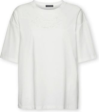 Elena Miro Femme, Tops, Blanc, Taille: 36 FR T-shirt en coton avec broderie