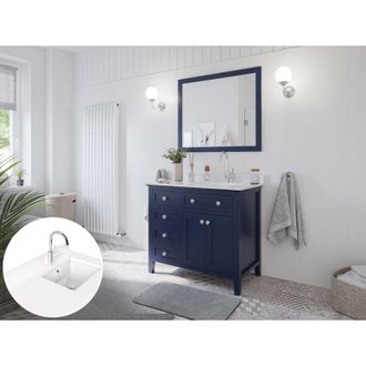Magnolia Home Landhaus Badm&ouml;bel-Set 2tlg Postigo 100 R Quarz wei&szlig; montiert blau lackiert