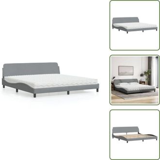 vidaXL The Living Store - Bett mit Matratze Hellgrau 200x200 cm Stoff - Bettsofa - Boxspringbetten - Doppelbett - Schlafzimmerm&ouml;bel - Lattenrost