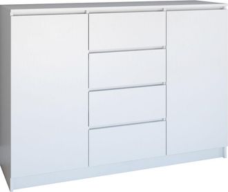 Hucoco Hucoco - parme - Commode de salon - 2 portes + 4 triroirs - 120x40x97 - Buffet style scandinave - Meuble de rangement